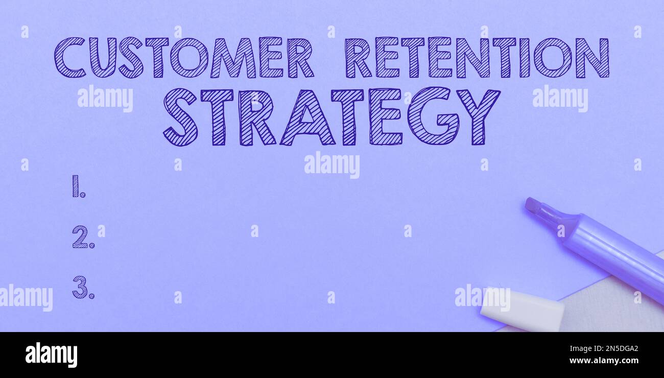 Hand writing sign Customer Retention Strategy. Business approach ...