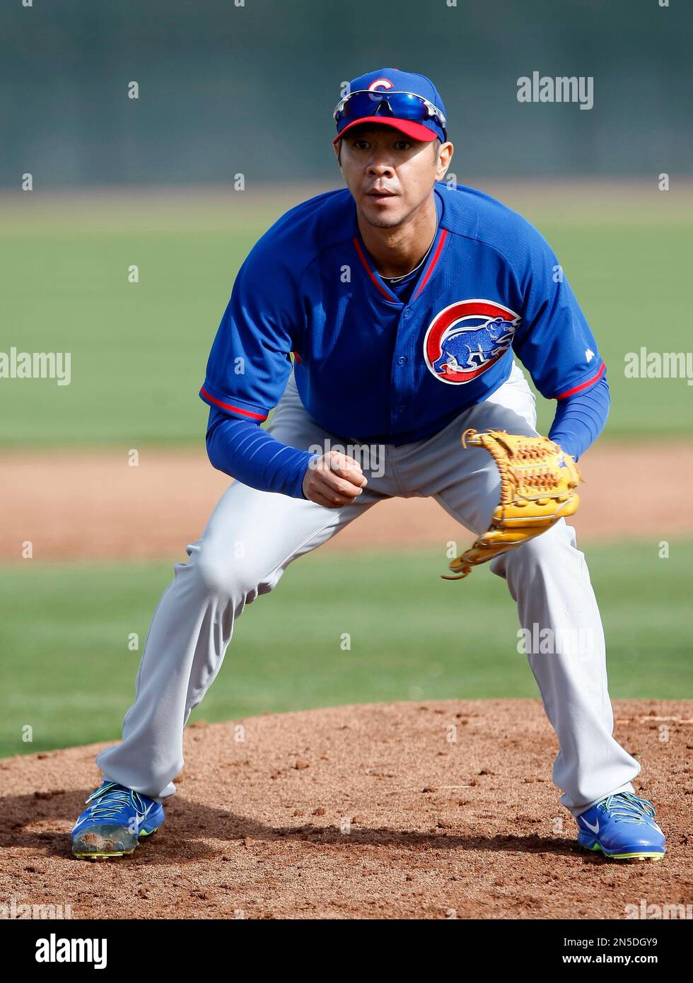 Chicago Cubs relief pitcher Chang-Yong Lim (12) during spring training ...