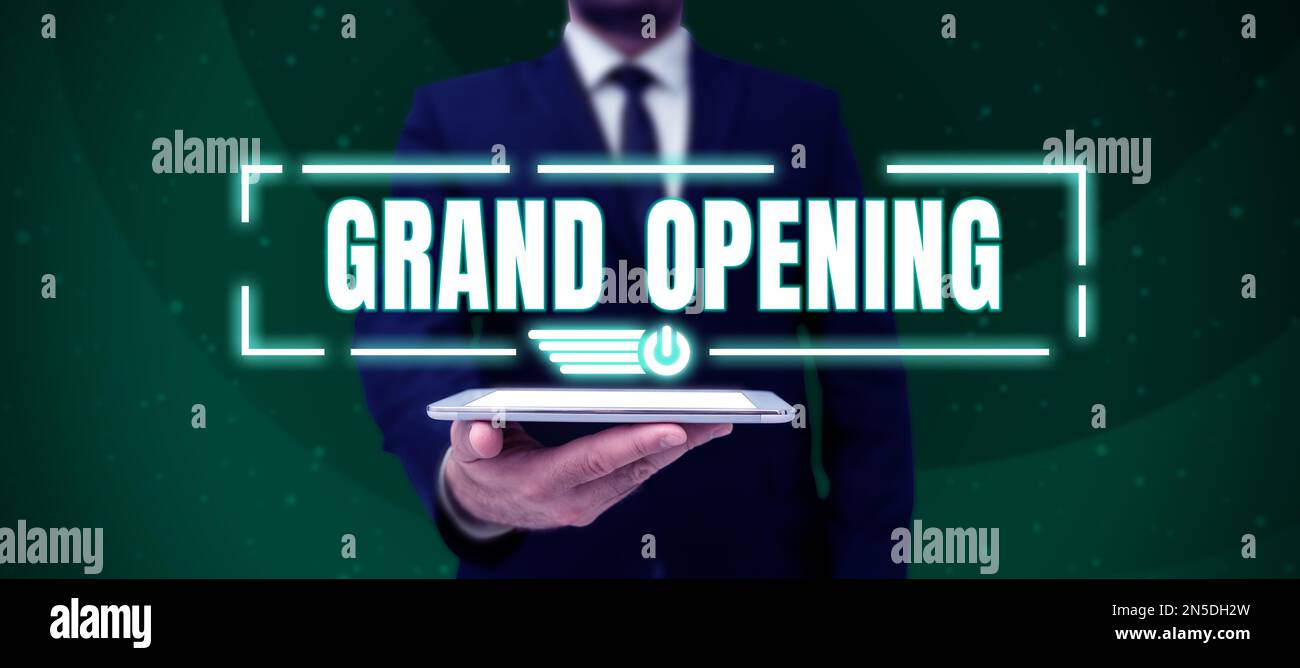 Conceptual display Grand Opening. Internet Concept Ribbon Cutting New ...