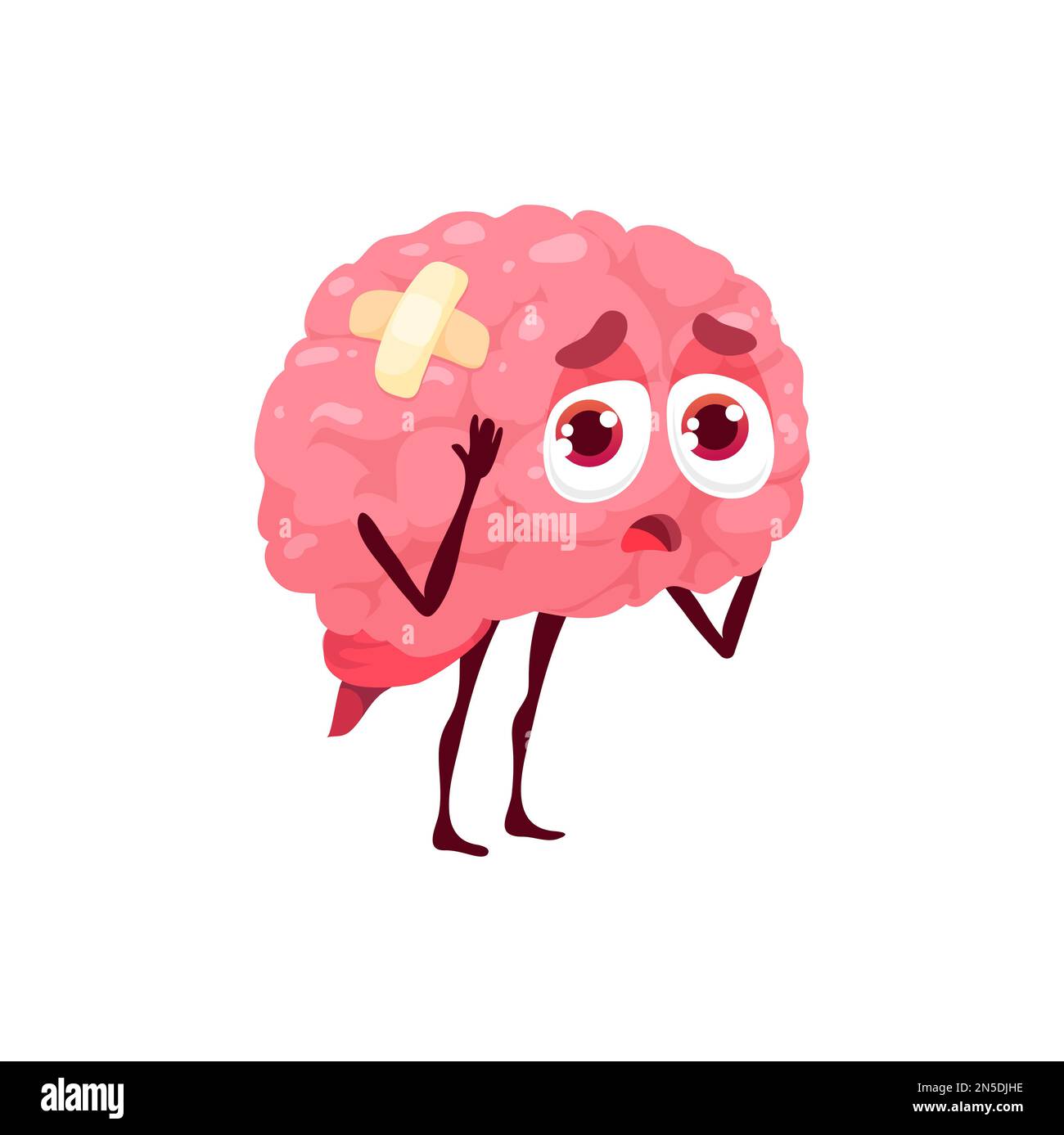 Brain sick body organ character. Sad human vector cranium with unhappy ...