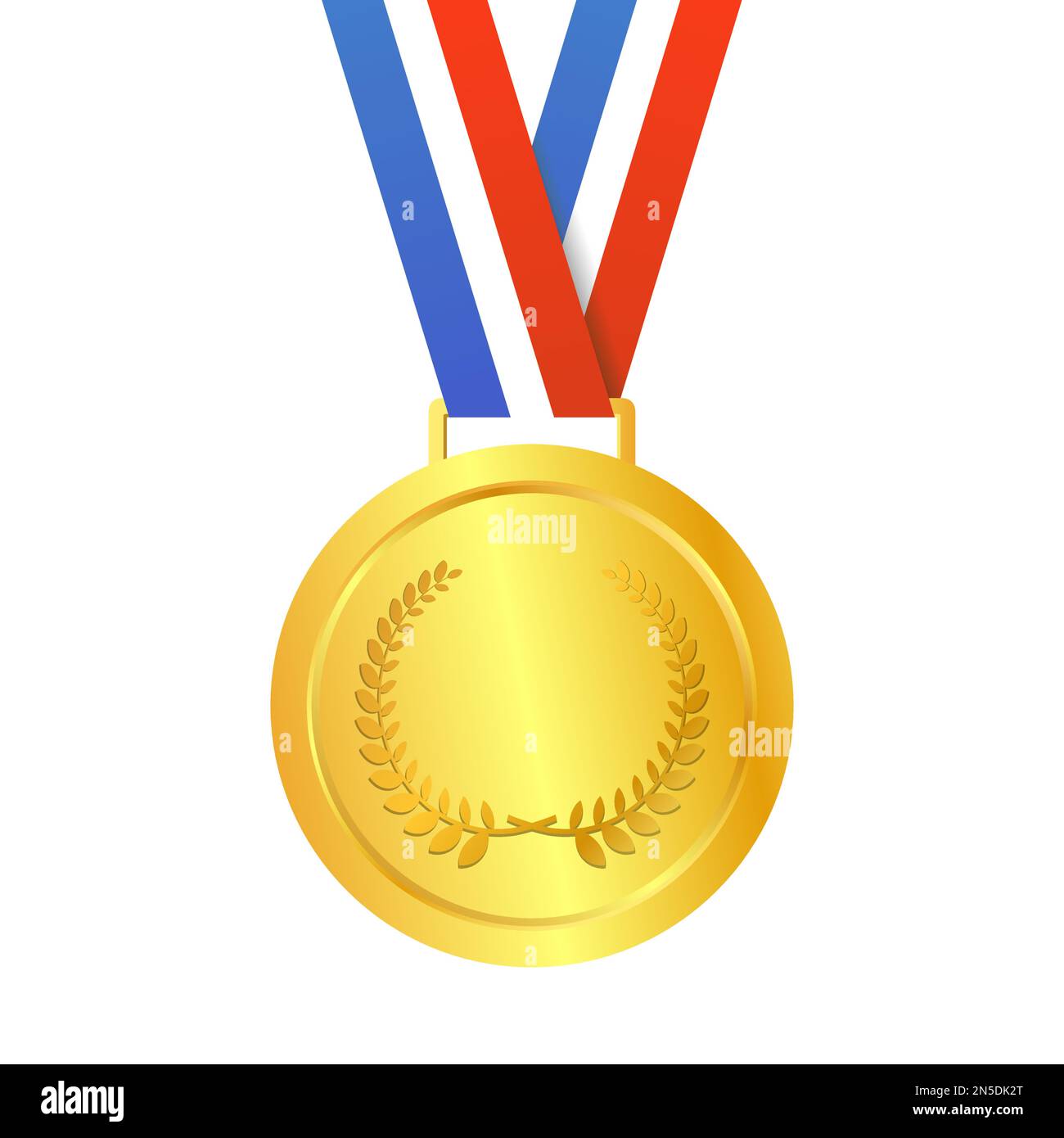 Realistic Gold Medal Laurel Wreath Isolated Vector Illustration Stock ...