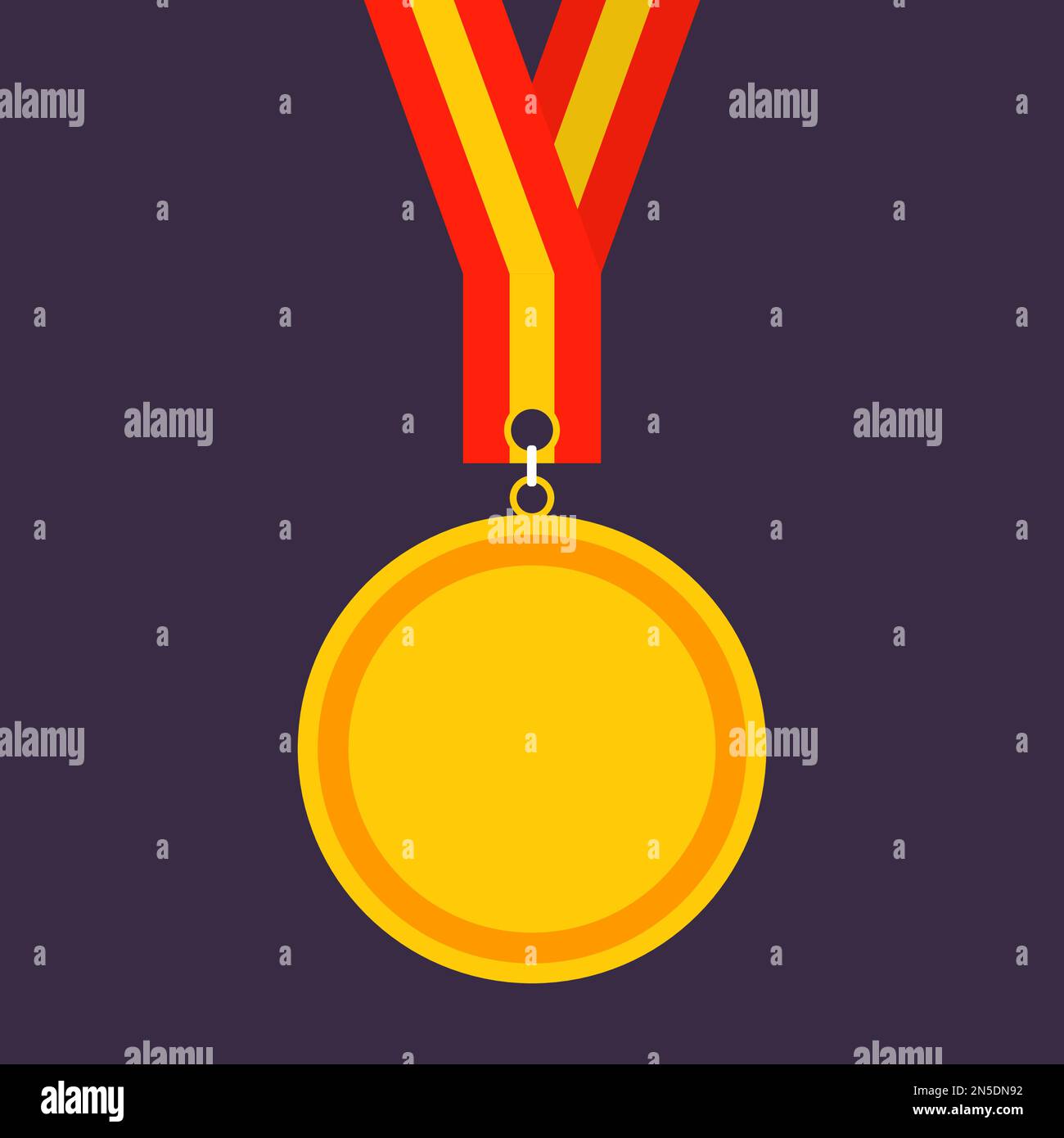 Gold Medal Ribbon Cartoon Flat Vector Icon Illustration Stock Vector ...