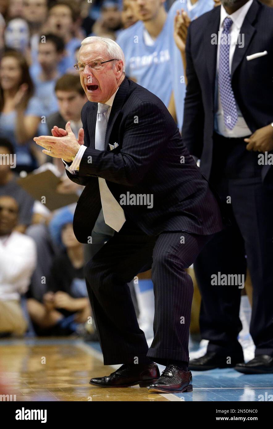 North Carolina coach Roy Williams yells during the second half of an ...