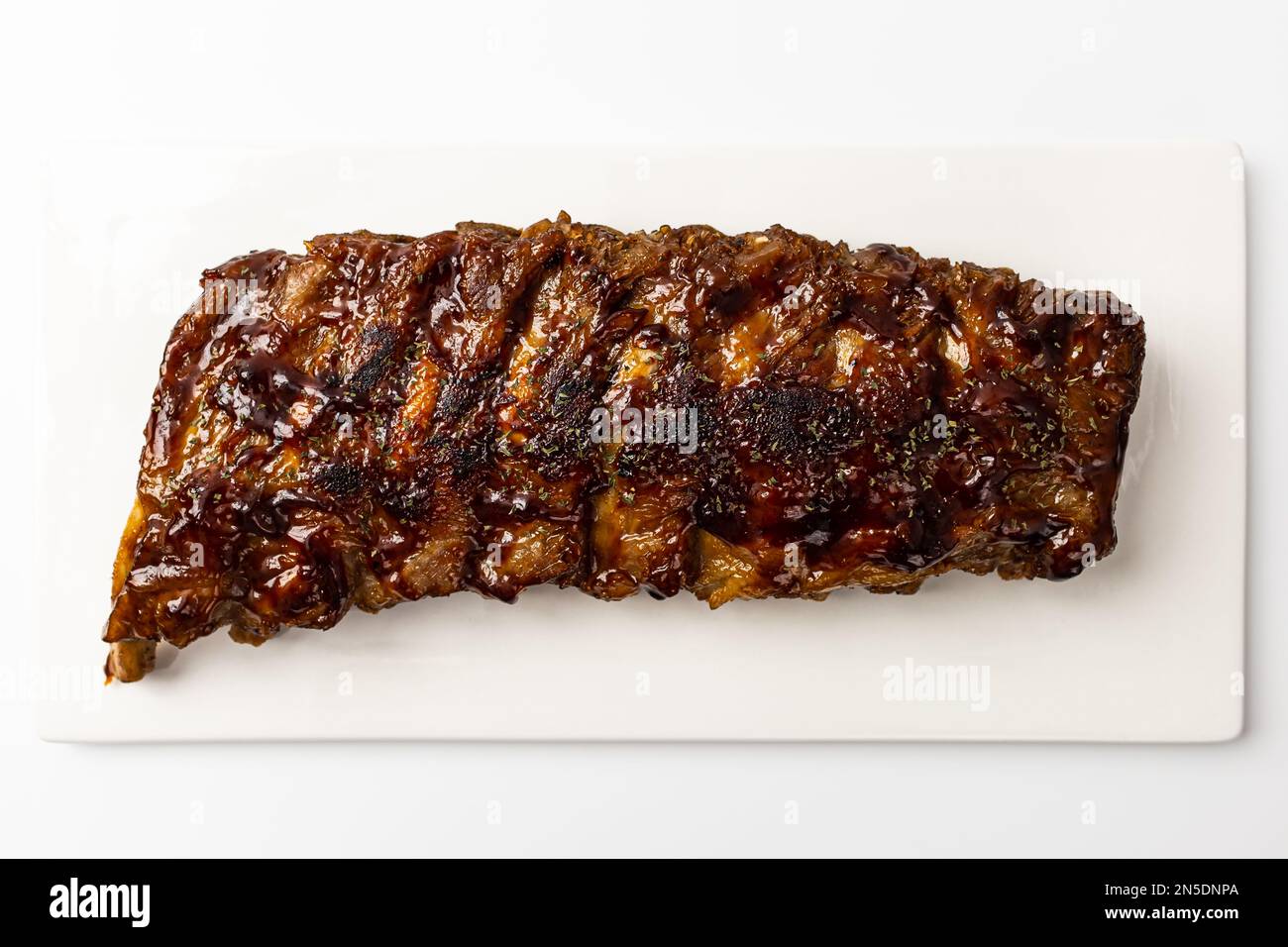 Dish made with pork ribs. Seasoned and barbecued. pork dish Stock Photo ...