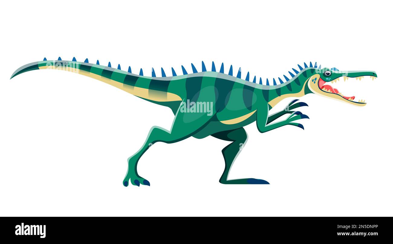Cartoon Baryonyx dinosaur character. Mesozoic era reptile, ancient ...