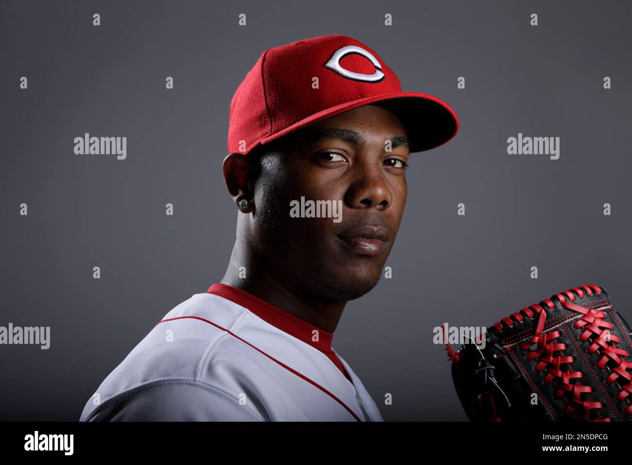 Cincinnati Reds pitcher Aroldis Chapman poses for a picture during the ...