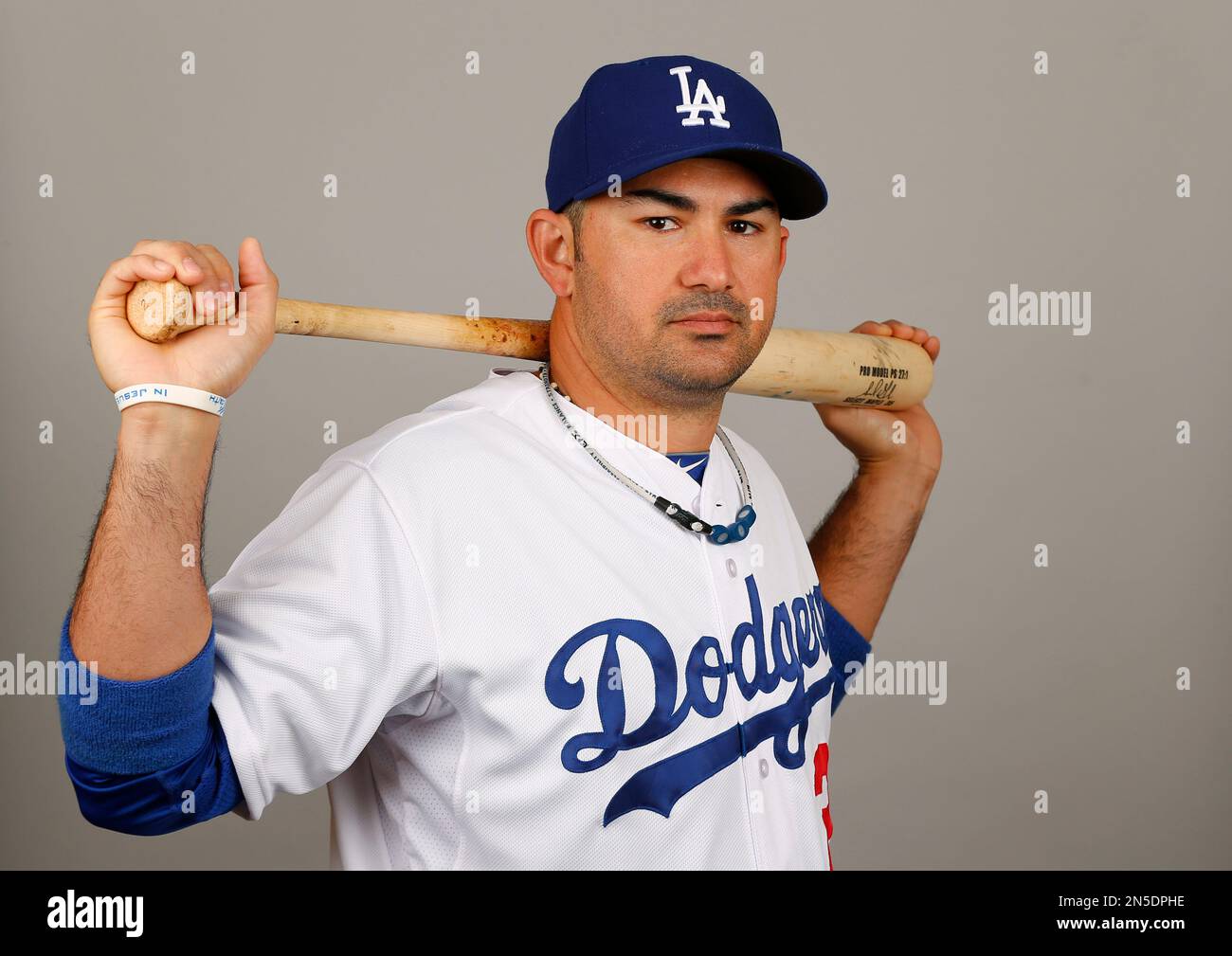 Los Angeles Dodgers first baseman Adrian Gonzalez poses for a ...
