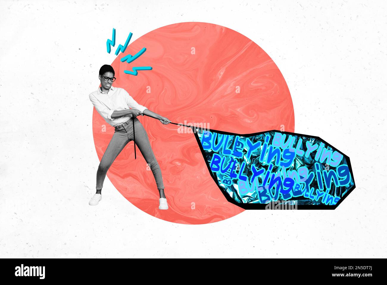 Creative picture artwork collage photo poster of offended person try ...