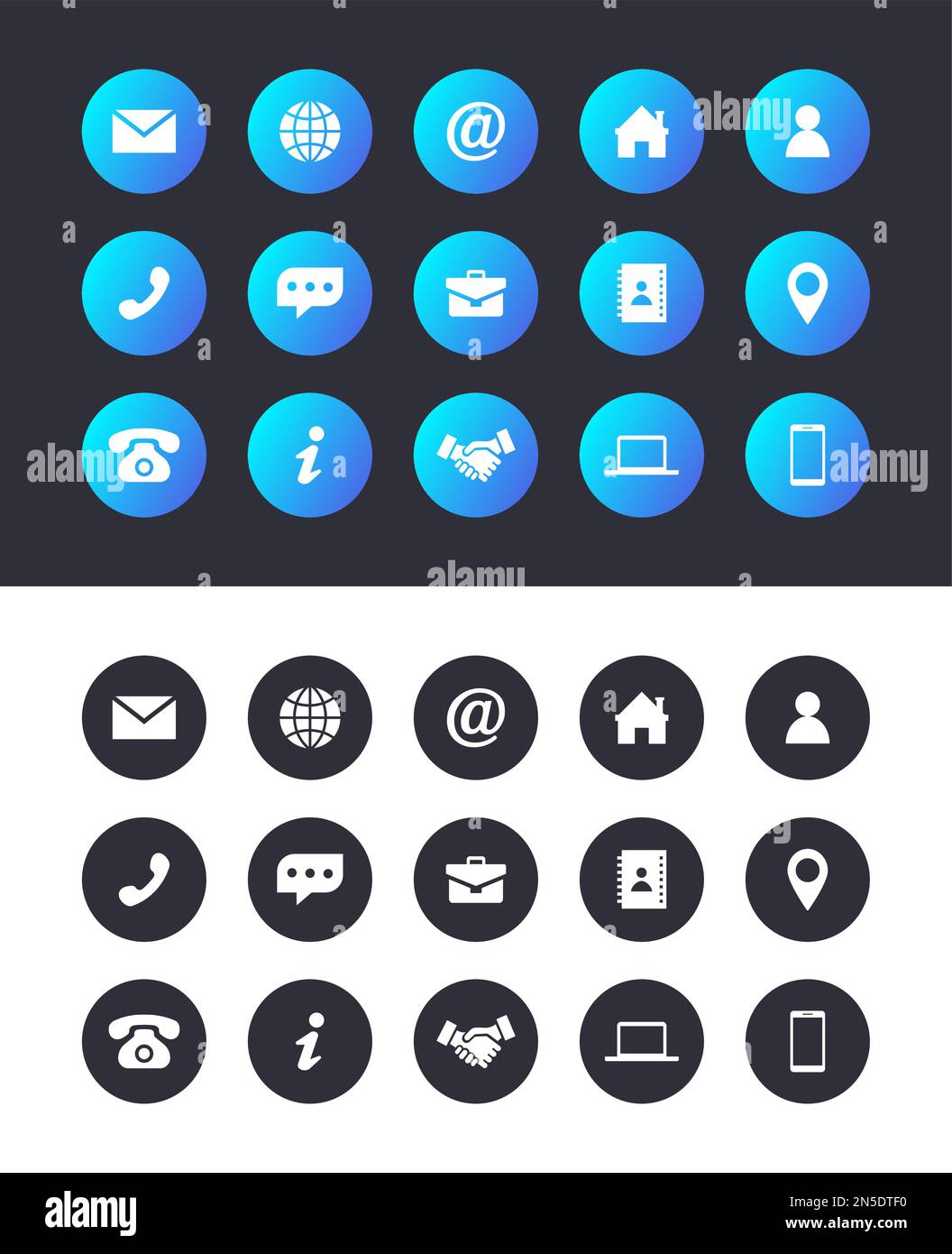 Blue Circular Flat Business Network Vector Icon Set Stock Vector Image ...