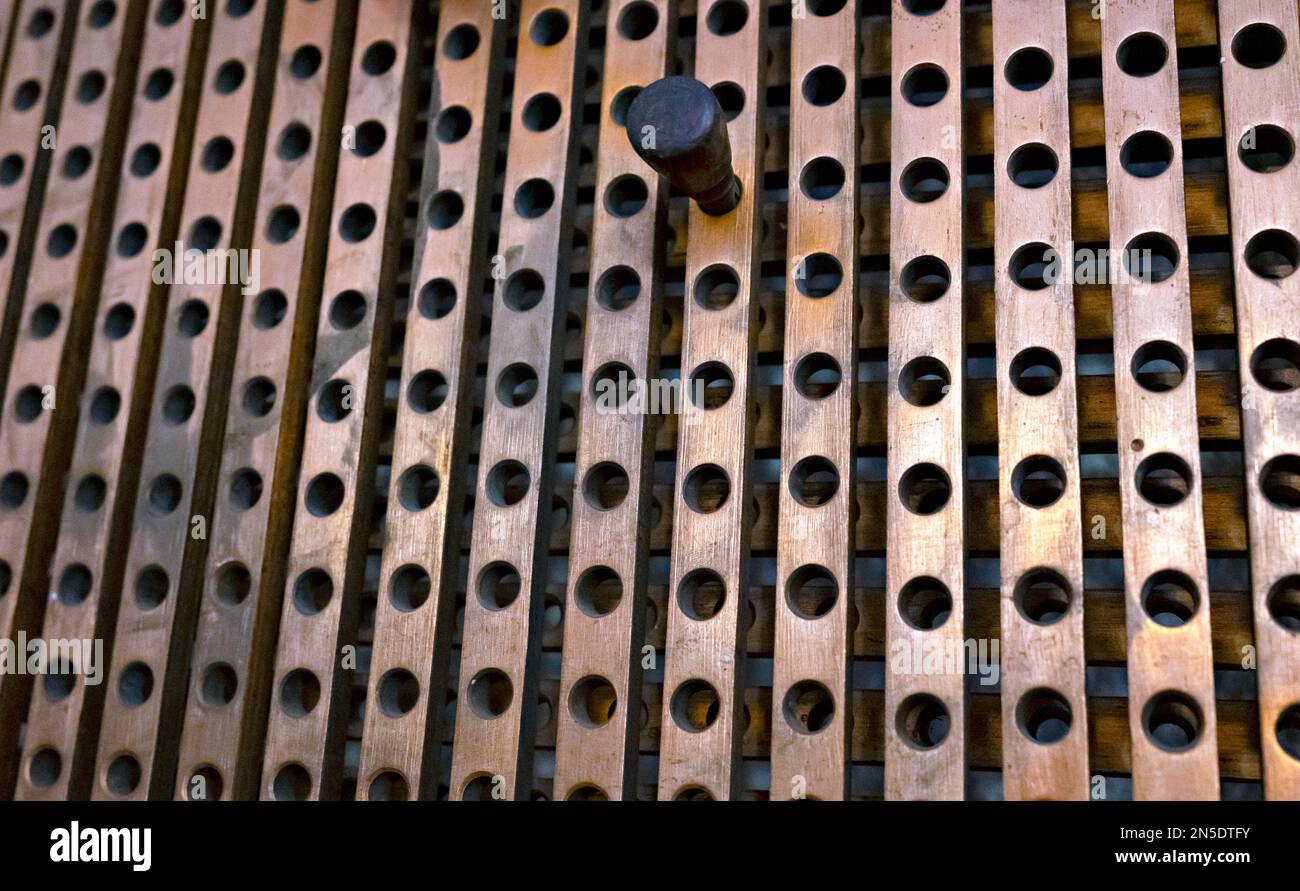 Swiss-type telegraph communication switchboard, late 19th century ...