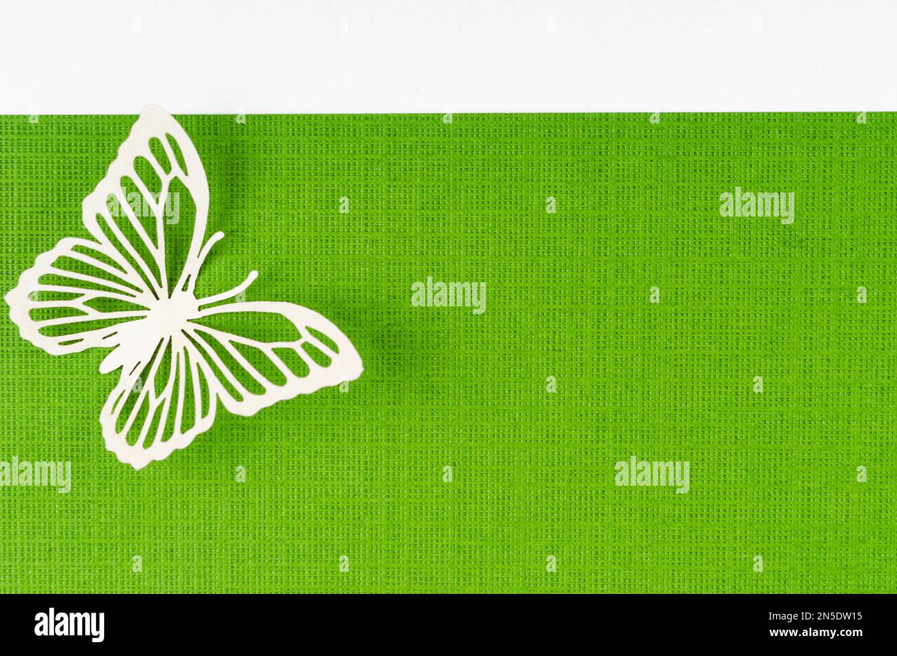 Butterfly made from carve paper or cutting on green and yellow ...