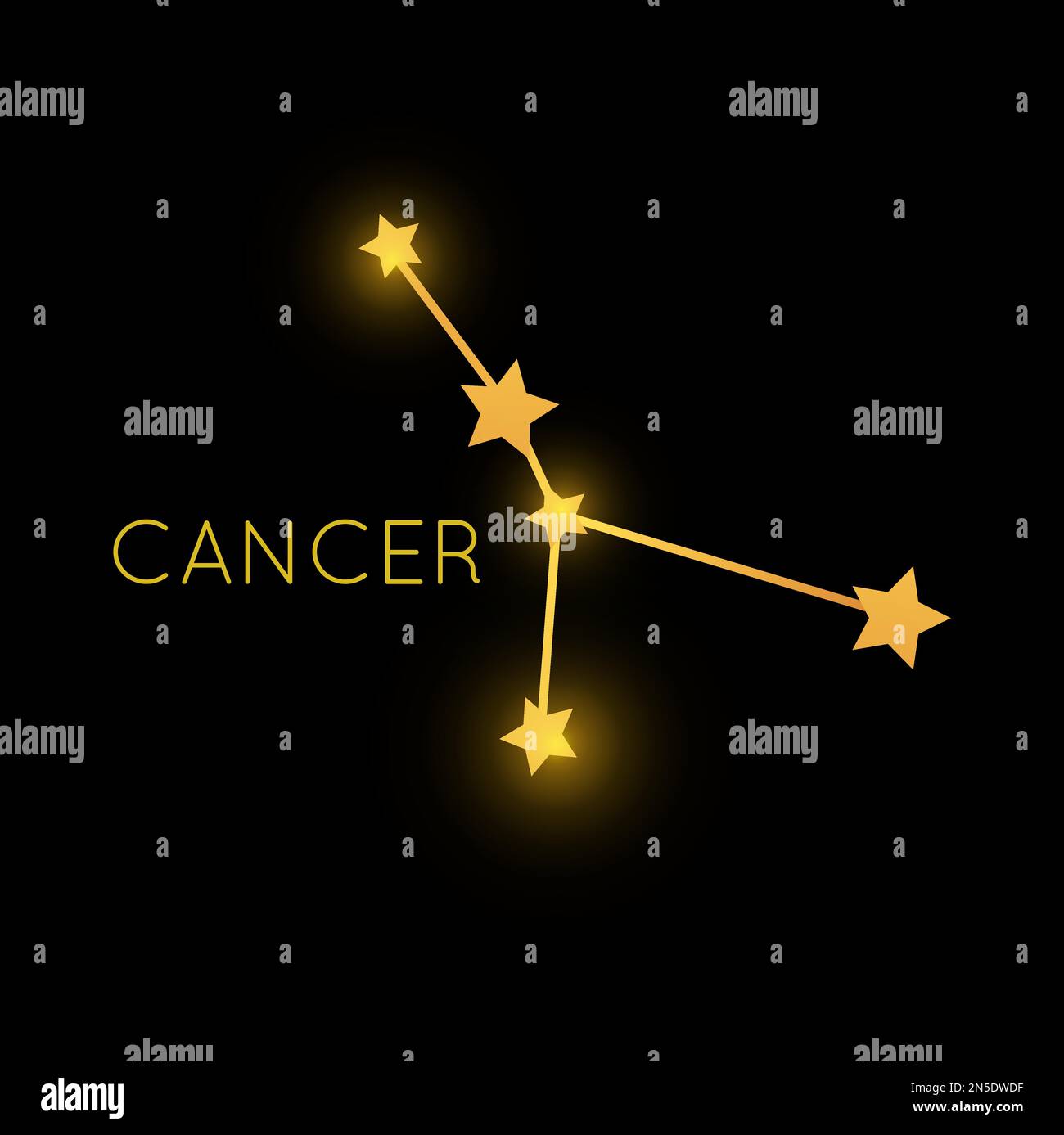 Cancer golden zodiac constellation, gold stars. Constellations ...
