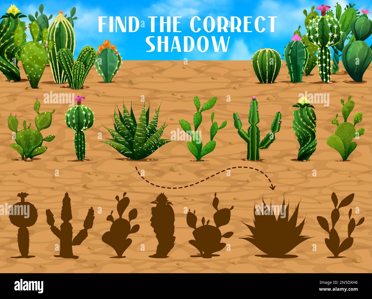 Find the correct shadow of mexican prickly cactus succulents. Shadow ...