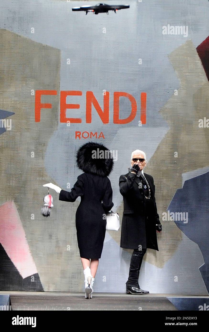 Fashion designer Karl Lagerfeld is seen at the end of Fendi women's ...