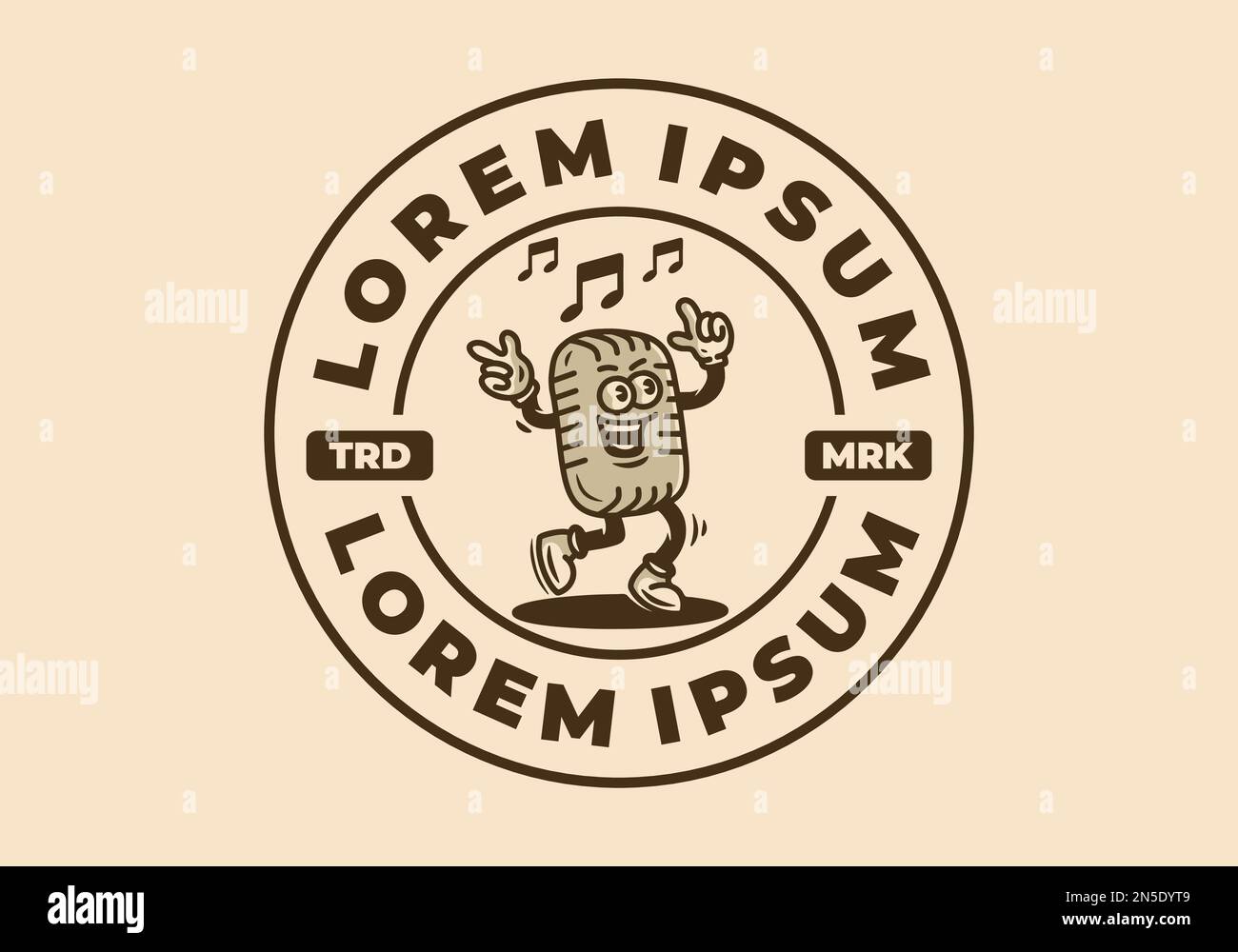 Mascot character illustration badge design of singing microphone Stock ...