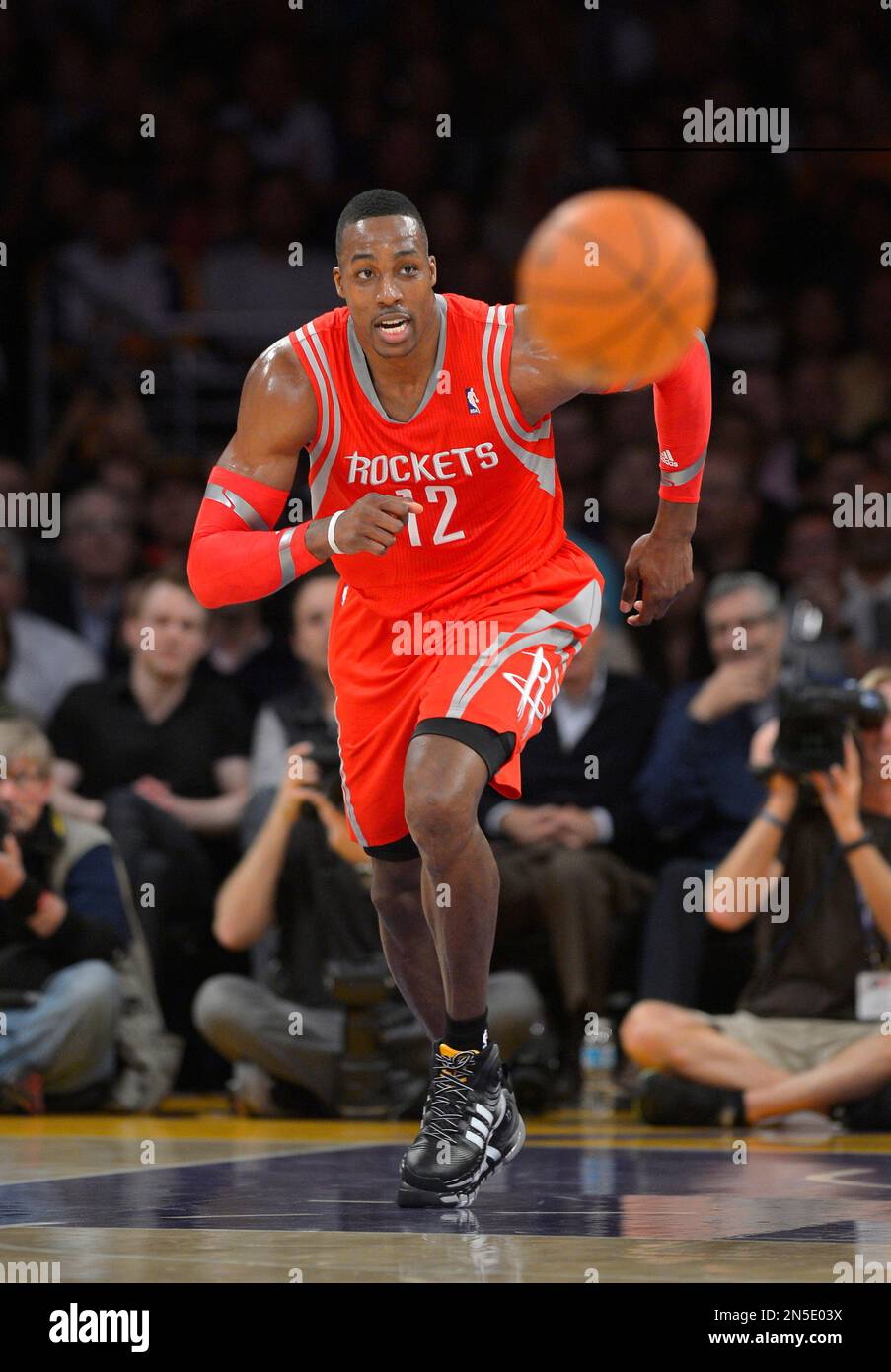 Houston Rockets center Dwight Howard runs down court during the first ...