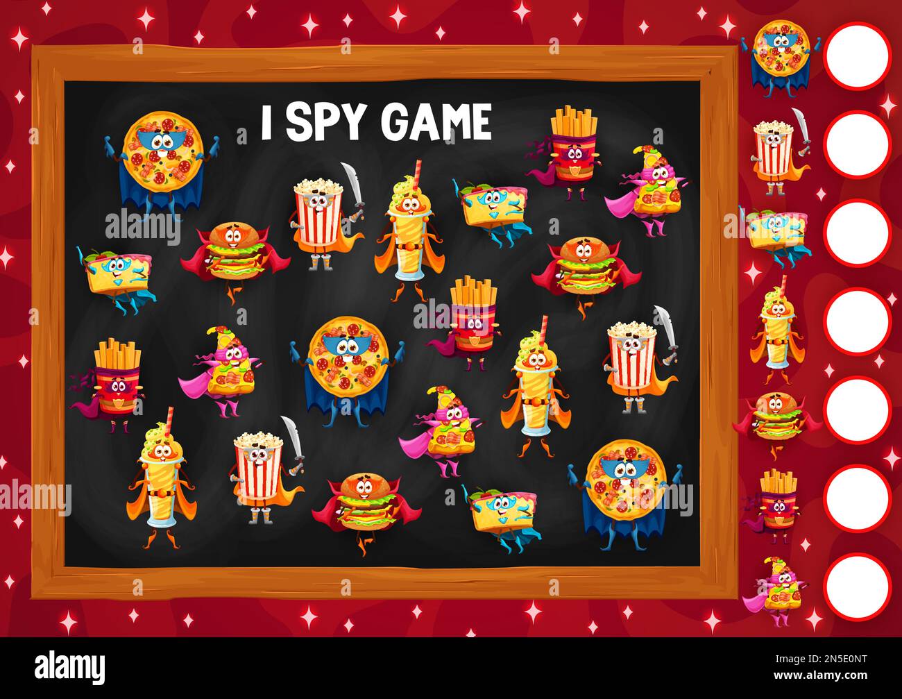 I spy game worksheet. Fast food characters. Object finding puzzle ...