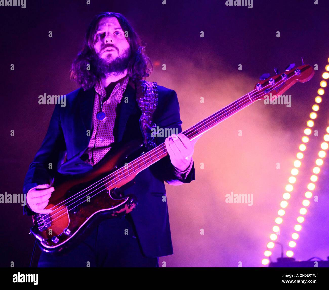 Nick O'Malley of the rock band Arctic Monkeys performs in concert at ...