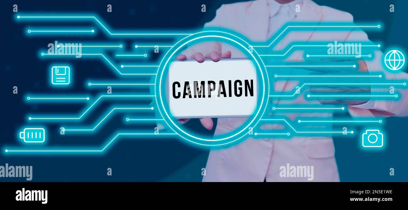 Text showing inspiration Campaign. Concept meaning organized course of ...