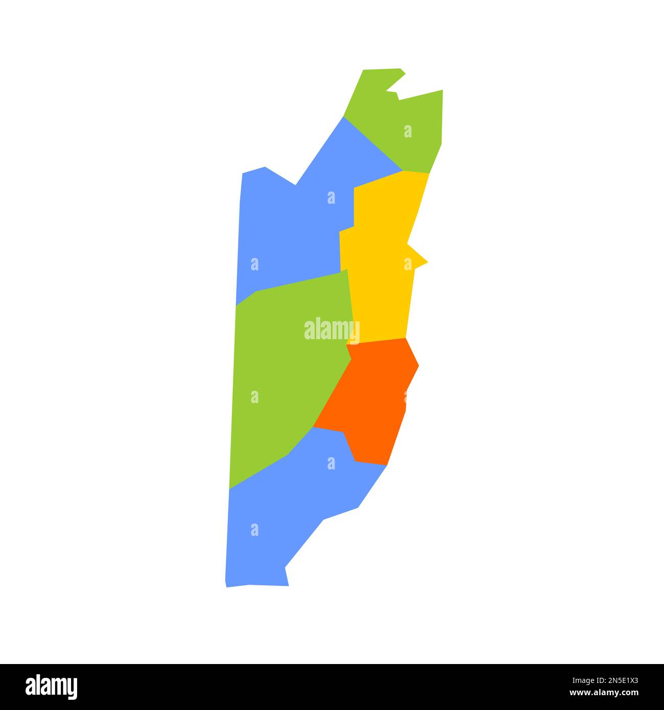 Belize political map of administrative divisions - districts. Blank colorful vector map Stock ...