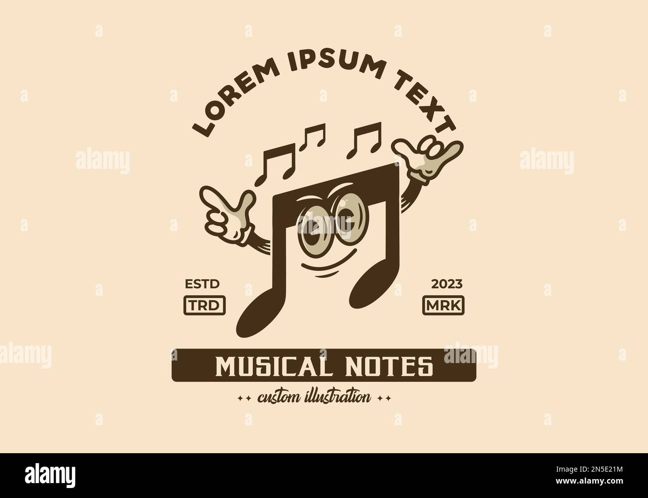 Music notes character mascot illustration badge design Stock Vector ...