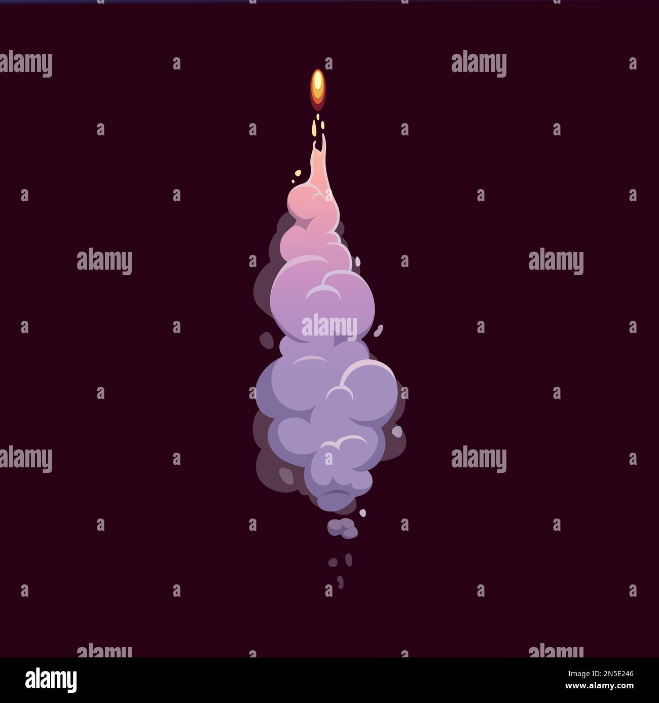 Cartoon rocket smoke trail. Spaceship takeoff contrail fire and smoke ...