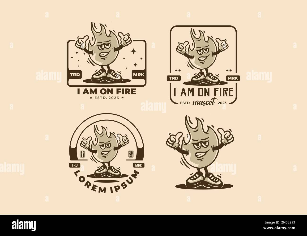 Mascot character illustration badge design of a fire Stock Vector Image ...