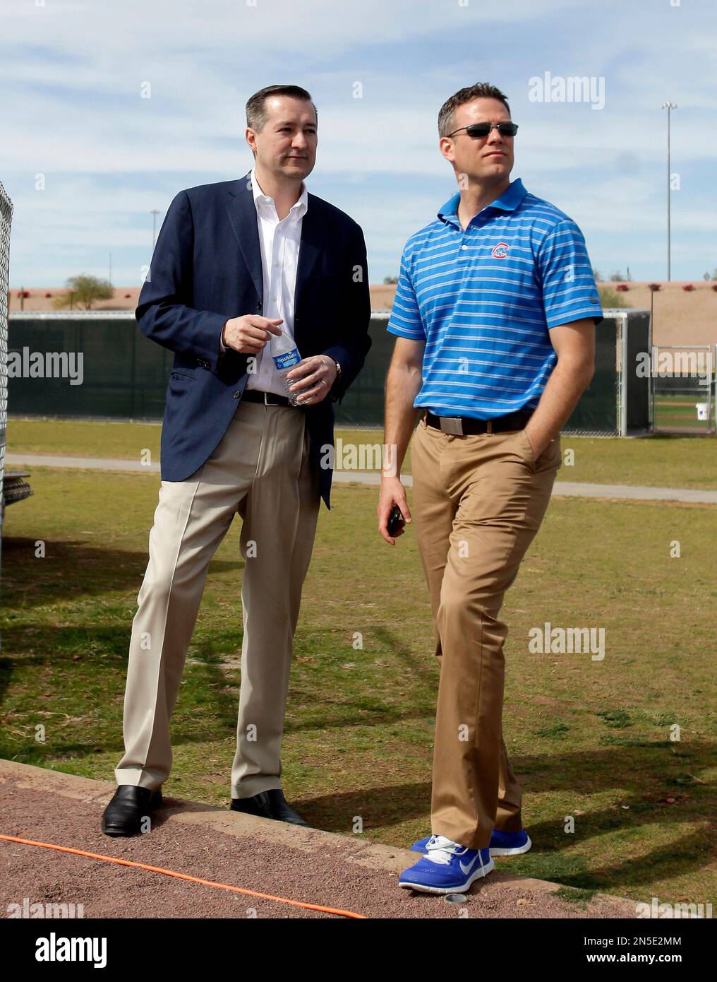Chicago Cubs Owner Tom Ricketts, left, talks to President of Baseball ...