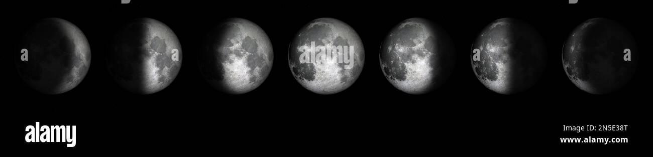 Digitally generated photograph of the moon phases Stock Photo - Alamy