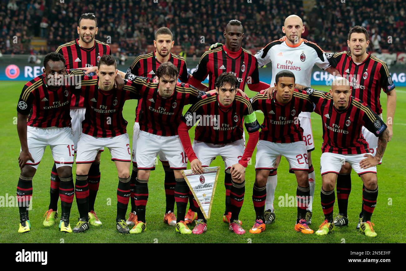 AC Milan's players, background from left, Adil Rami, Adel Taarabt ...