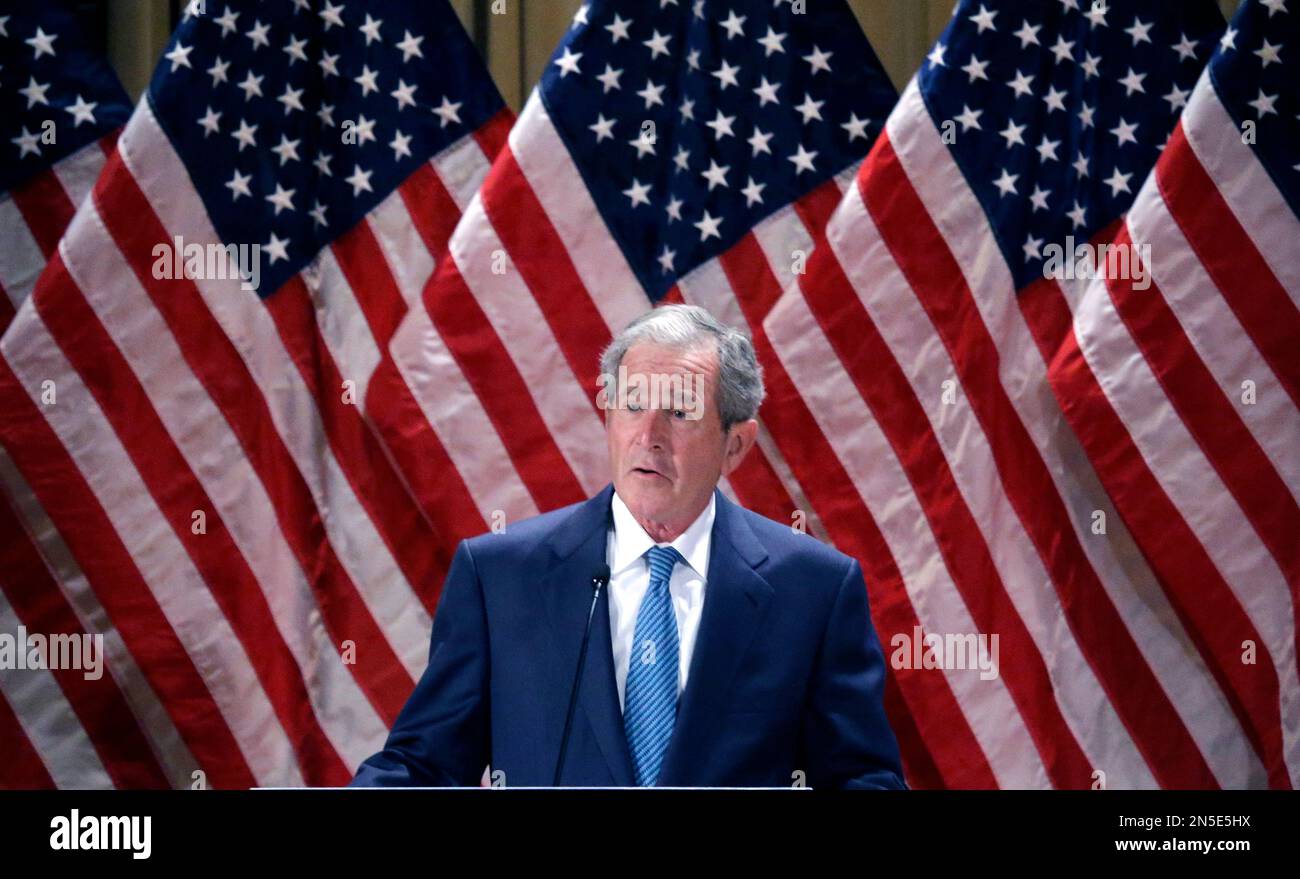 Former President George W. Bush speaks at the George W. Bush Institute ...