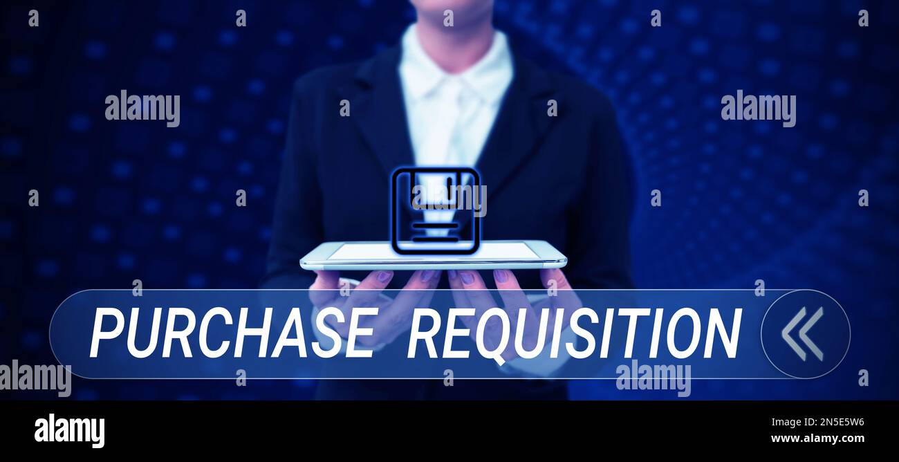 Sign displaying Purchase Requisition. Business showcase document used ...
