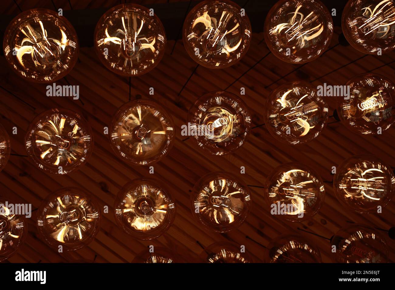 Stylish, modern and decorative lamps of Edison of round shape in the ...