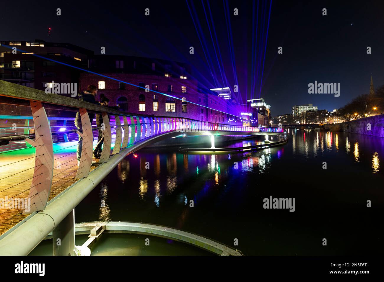 Beam at Castle Bridge, lasers, smoke and rainbows. Bristol Light ...