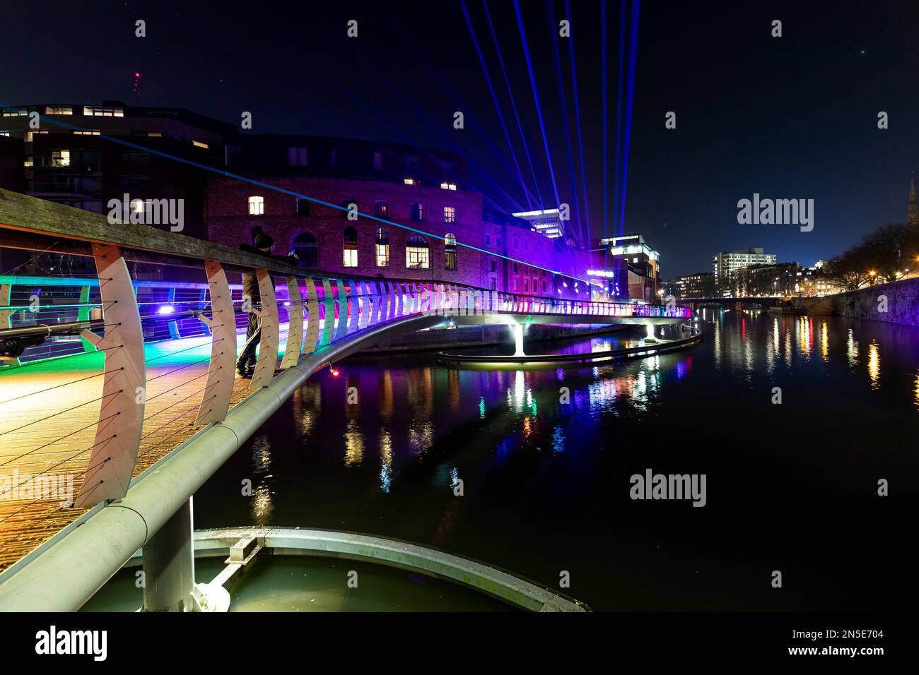 Beam at Castle Bridge, lasers, smoke and rainbows. Bristol Light ...