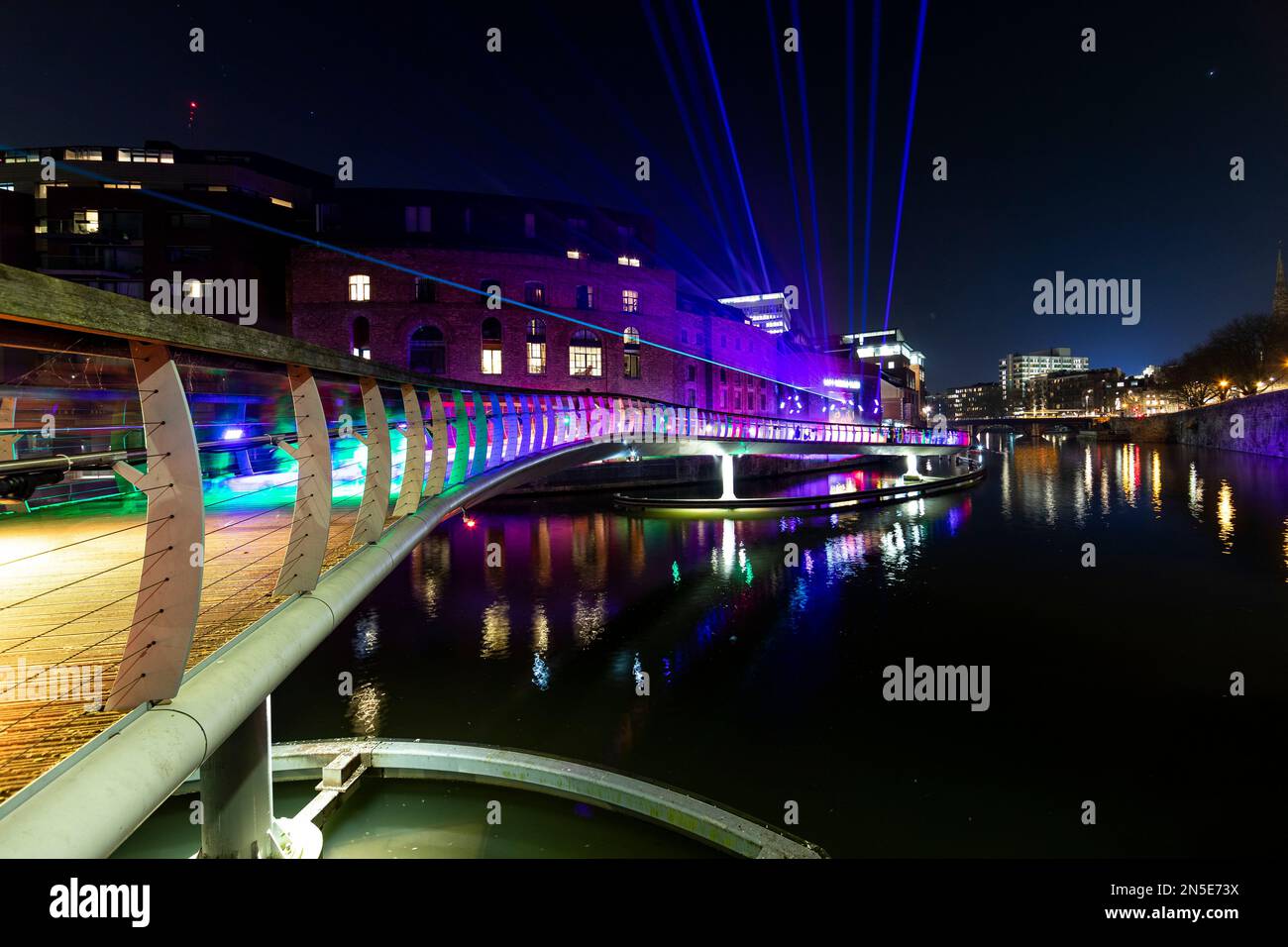 Beam at Castle Bridge, lasers, smoke and rainbows. Bristol Light ...