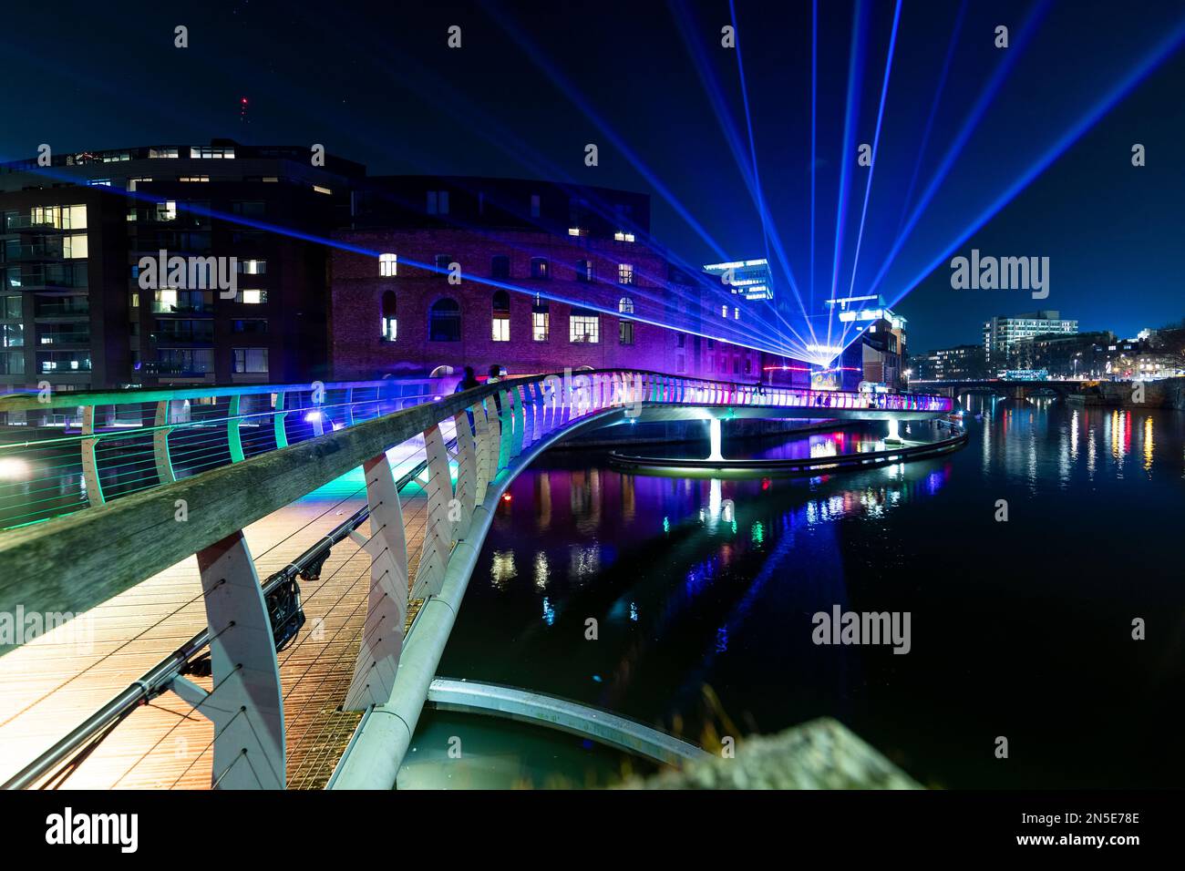 Beam at Castle Bridge, lasers, smoke and rainbows. Bristol Light ...