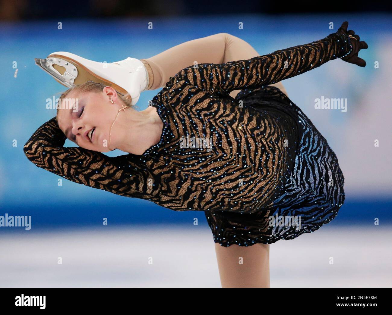 Natalia Popova of Ukraine competes in the women's short program figure ...