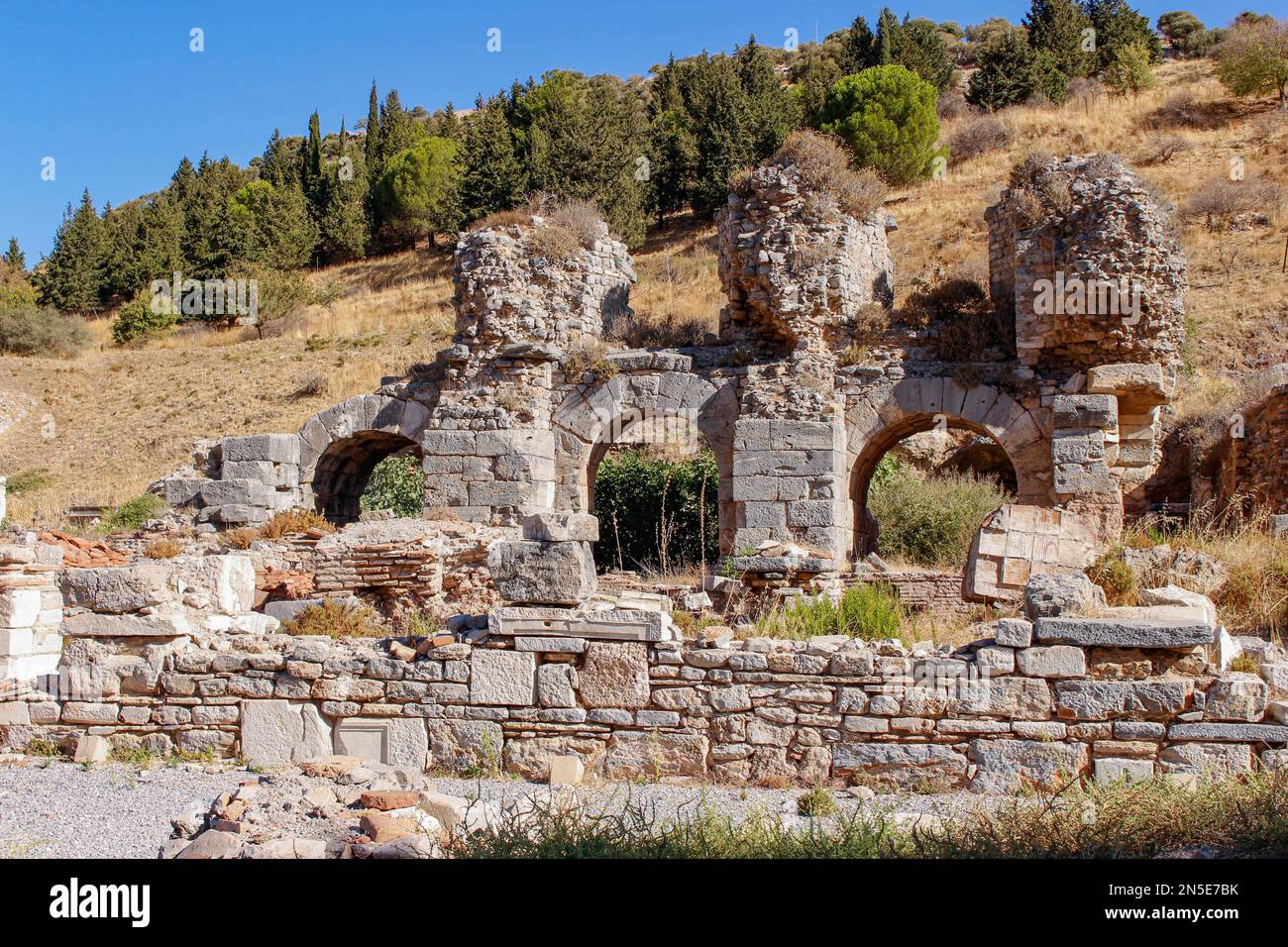 Ancient city Ephesus (Efes) in Turkey. Ancient architectural structures ...