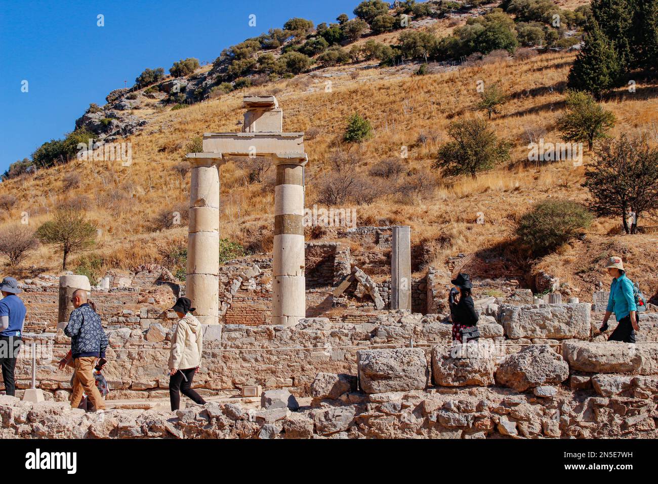 Ancient city Ephesus (Efes) in Turkey. Ancient architectural structures ...