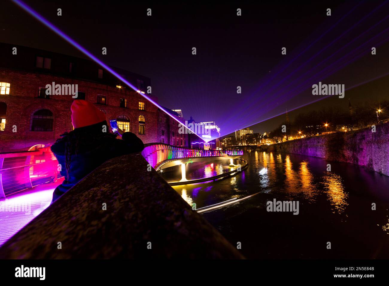 Beam at Castle Bridge, lasers, smoke and rainbows. Bristol Light ...