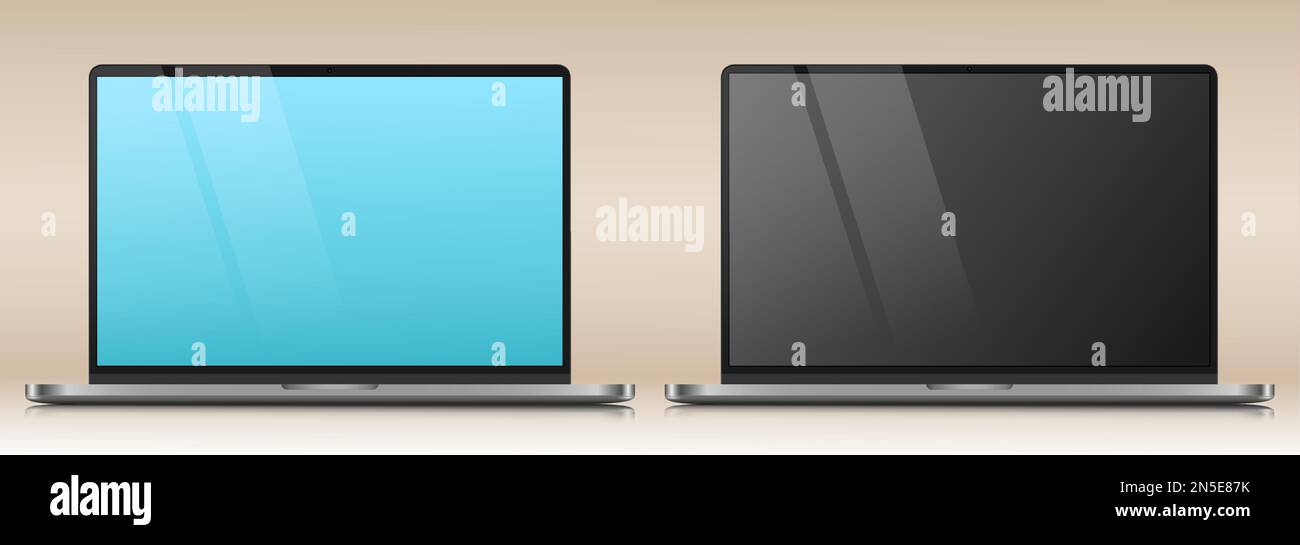 A set of laptop layouts in a metal case. Models of modern laptops with ...