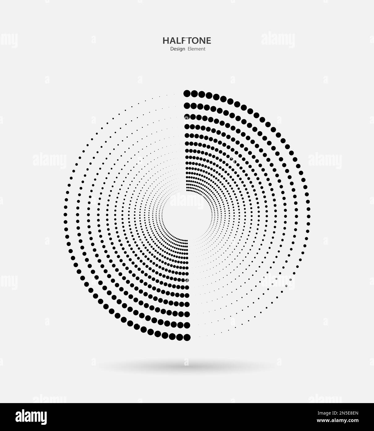 A black circle of dotted semitones on a light background. A design ...