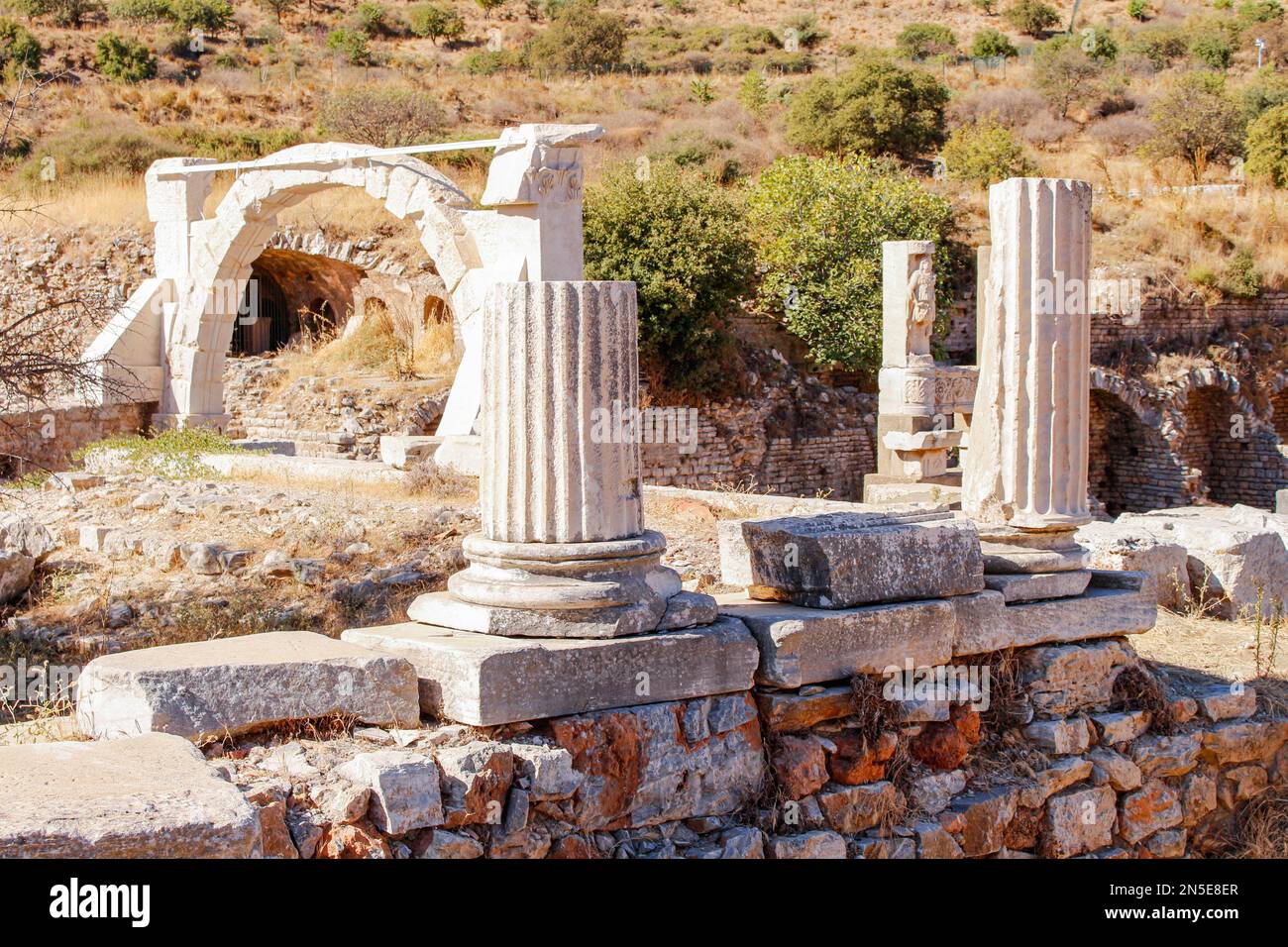 Ancient city Ephesus (Efes) in Turkey. Ancient architectural structures ...