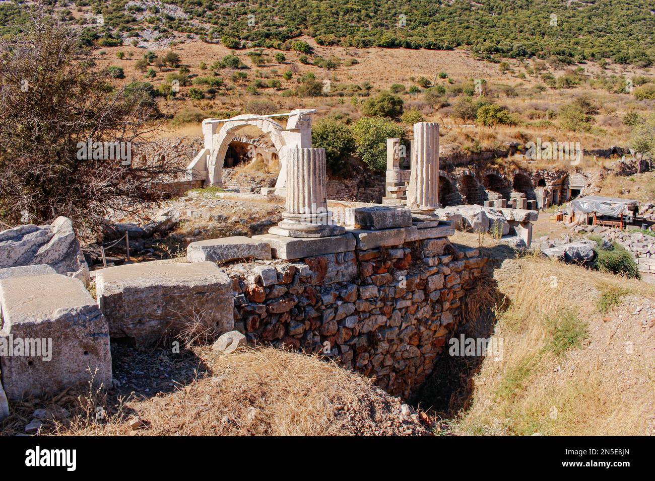 Ancient city Ephesus (Efes) in Turkey. Ancient architectural structures ...