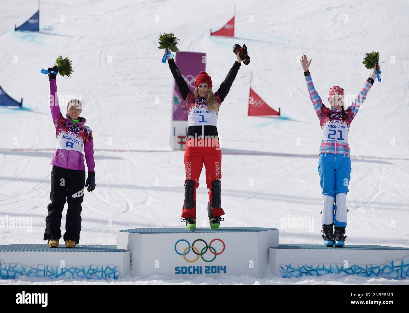 Women's snowboard parallel giant slalom gold medalist Switzerland's ...