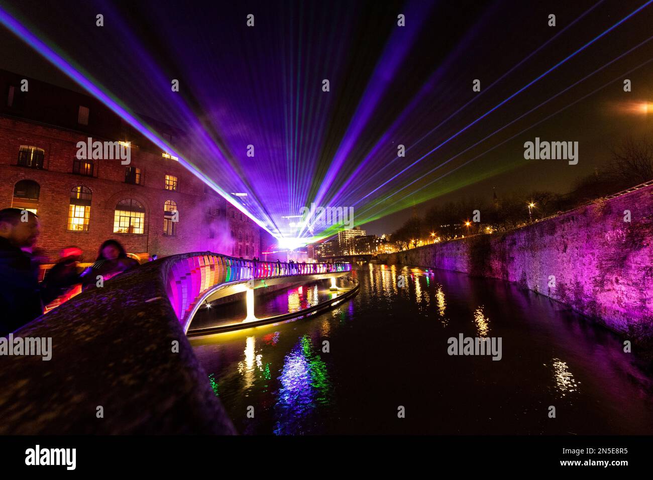 Beam at Castle Bridge, lasers, smoke and rainbows. Bristol Light ...