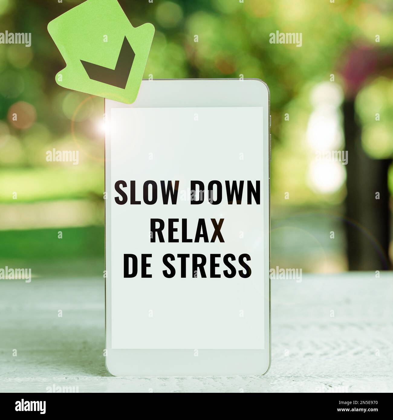 Text sign showing Slow Down Relax De Stress. Word Written on Have a ...