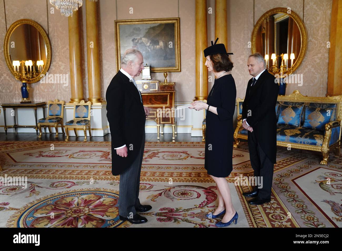 King Charles III receives Helen Duchene, the Ambassador of France, as ...