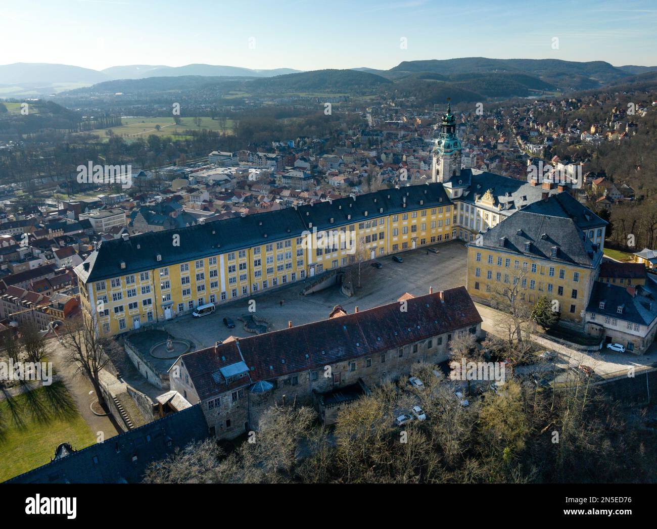 Rudolstadt, Germany. 09th Feb, 2023. Heidecksburg Castle towers over ...